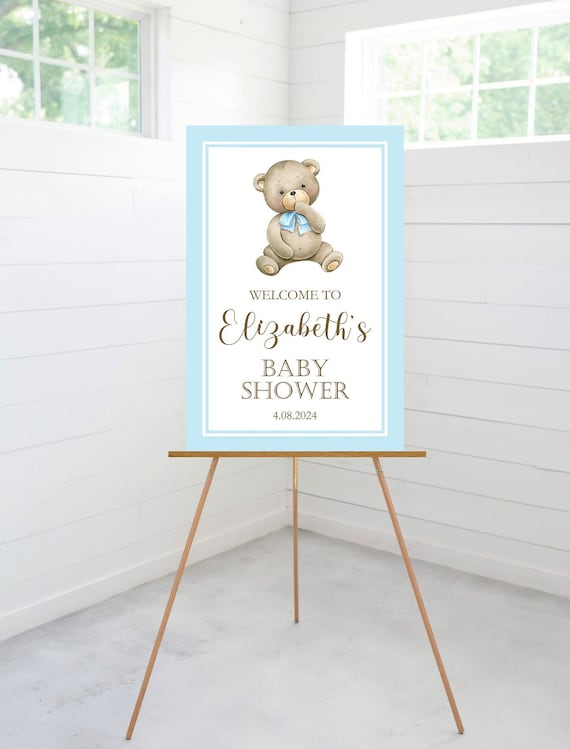 Blue And Brown Baby Shower Signs Teddy Bear Baby Shower Decorations