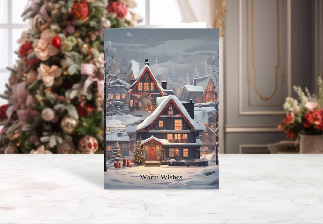 Warm Wishes Winter Village Greeting Cards, Christmas Greeting Card, Holiday Greeting Card ...
