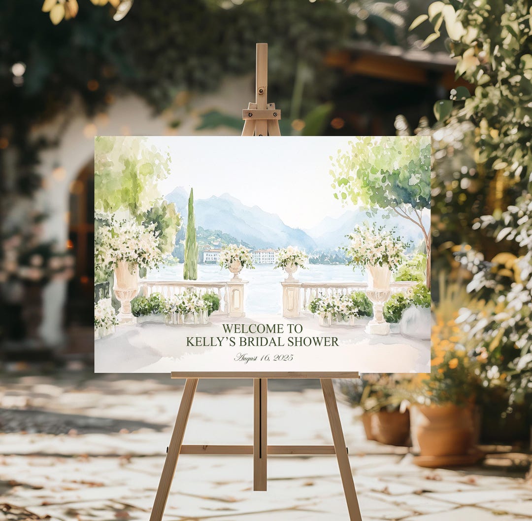 Lake Como Bridal Shower Welcome Sign, Italian Destination Bridal Decor ...