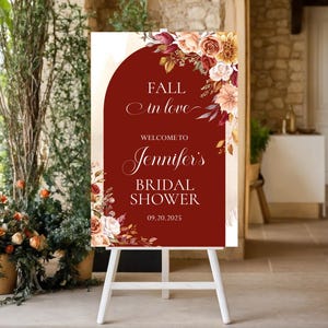 PRINTED + SHIPPED Fall in Love Bridal Shower Welcome Sign - Etsy