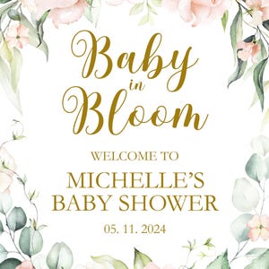 Baby in Bloom Baby Shower Welcome Sign, Blush Floral, Baby Shower Decor ...