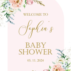 Soft Pink Floral Baby Shower Welcome Sign, Baby Shower Decor, Foam ...