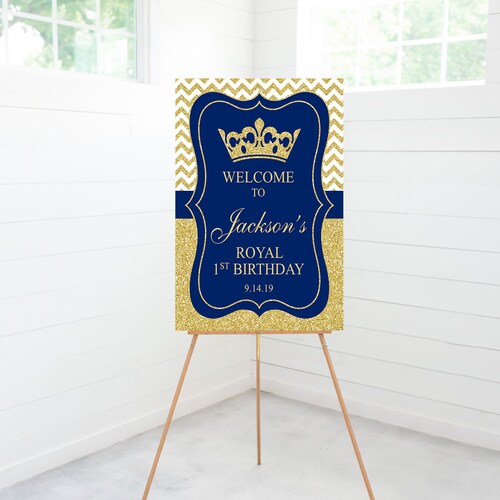 Prince Royal Birthday Party Welcome Sign Printable Midnight - Etsy