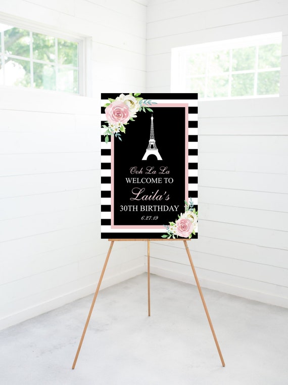 Paris Birthday Welcome Sign, Eiffel Tower, Party Decorations, Foam ...