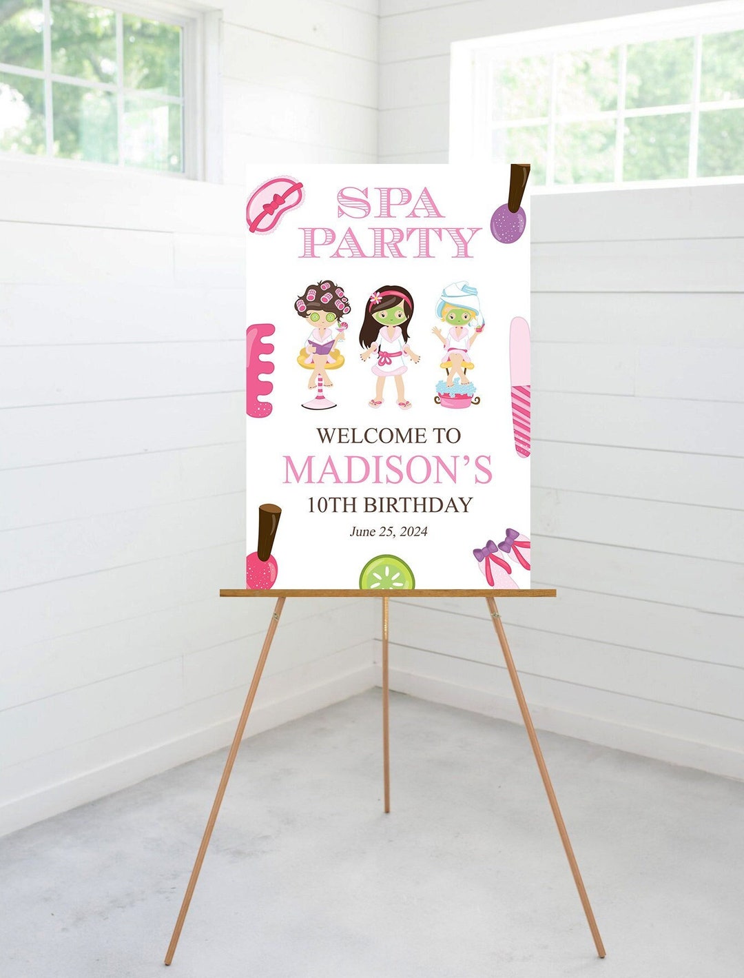 Spa Birthday Party Welcome Sign, Birthday Party Decor, Pamper Party ...