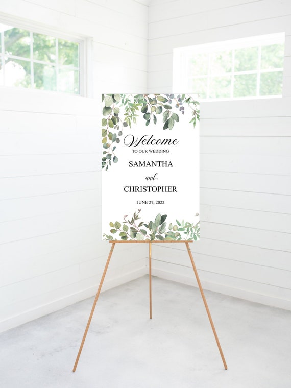 Eucalyptus Greenery Welcome Wedding Sign, Wedding Decor, Foam Board ...