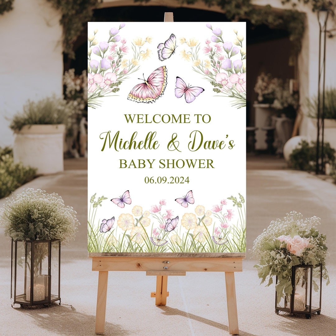Butterfly Baby Shower Welcome Sign: Foam Board Sign - Etsy