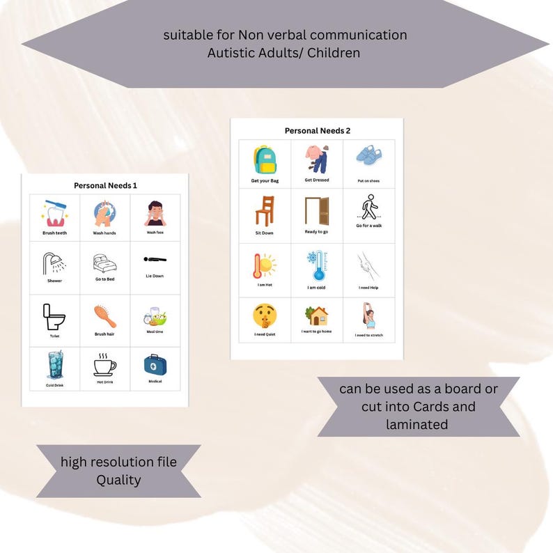 Non Verbal Communication Visual Board Flash Cards Special Needs Autism ...
