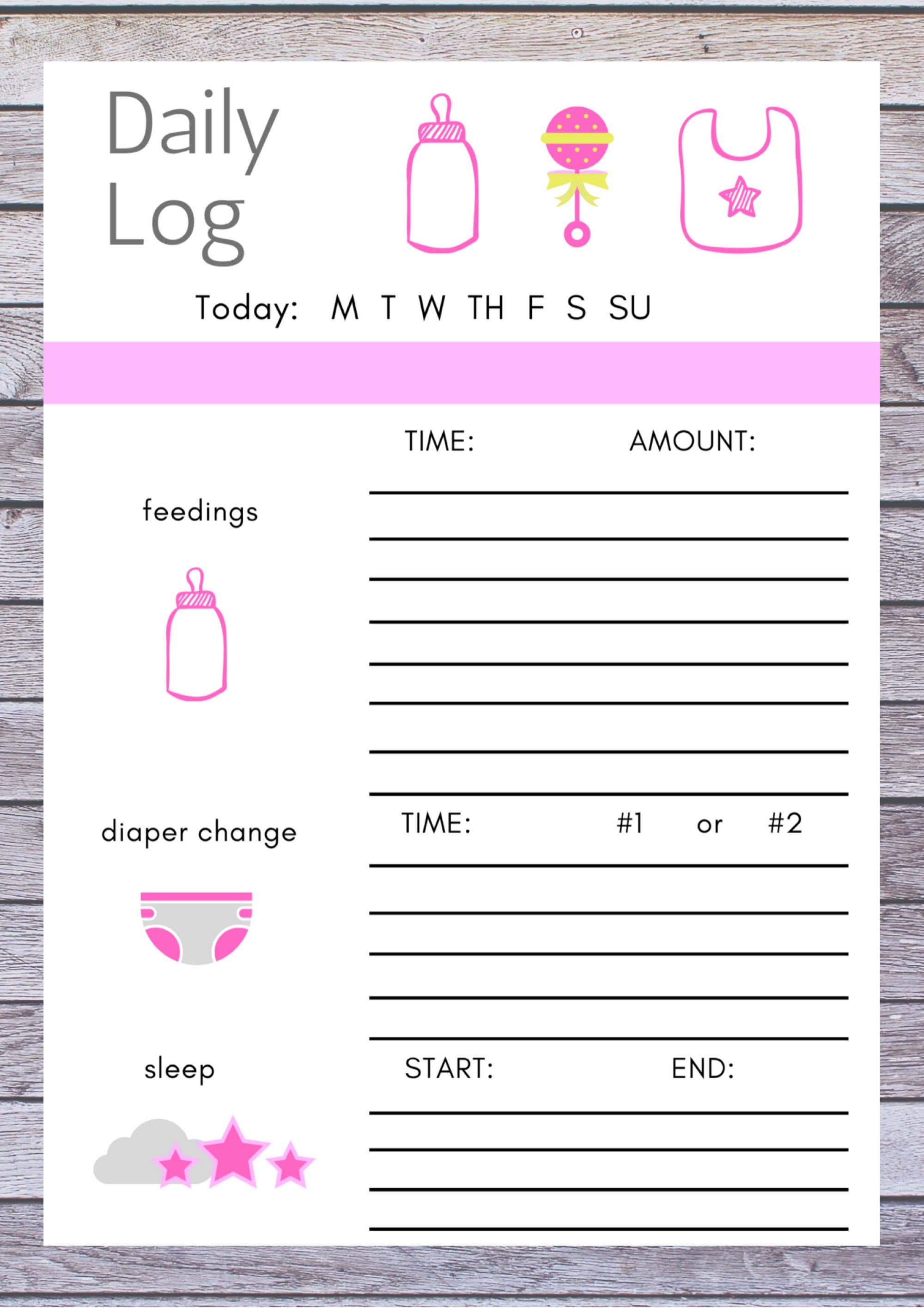 Baby Daily Log Printable, Baby Checklist, Baby Chart, Routine Log ...