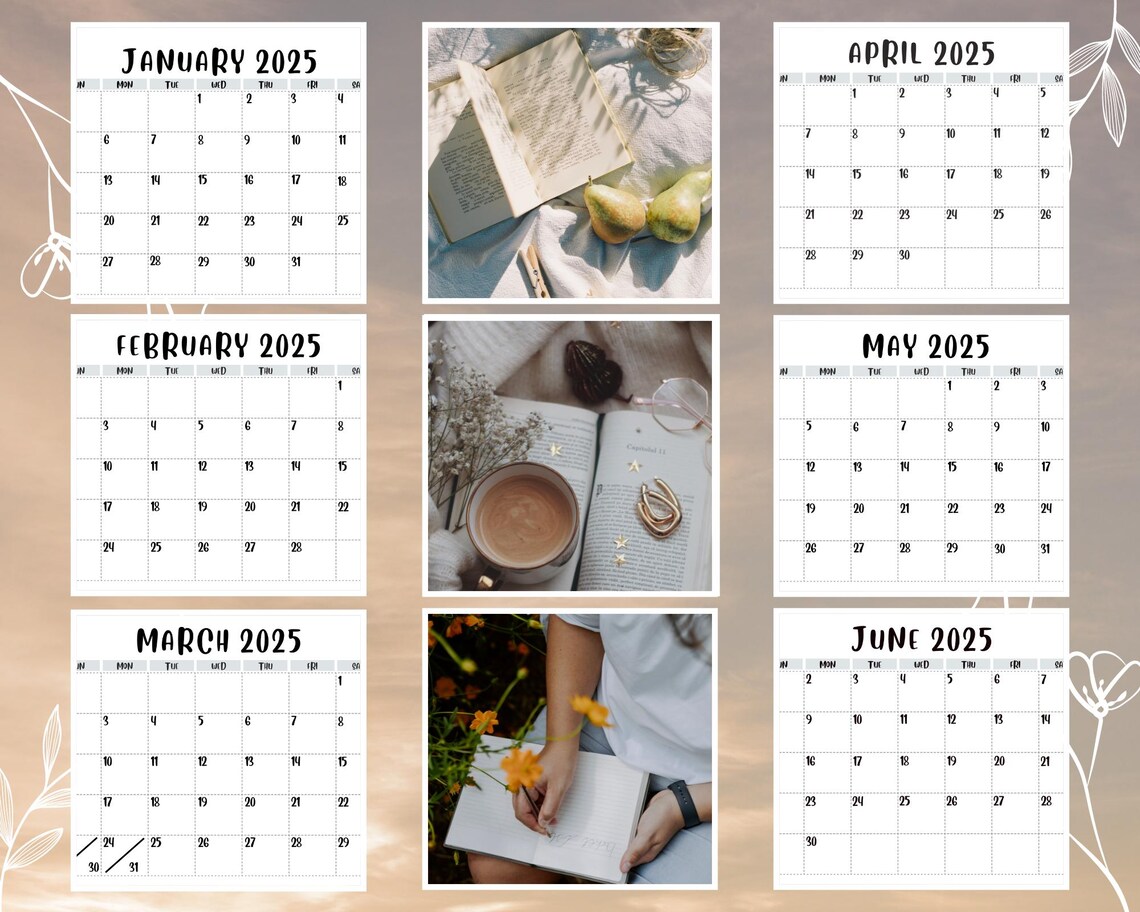 2025 Calendar / 12 Month Printable Calendars / Monthly Calendar / Pdf ...