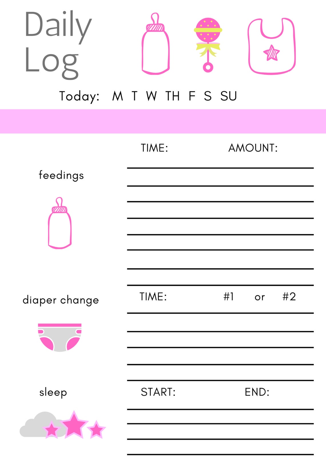 Baby Daily Log Printable, Baby Checklist, Baby Chart, Routine Log ...