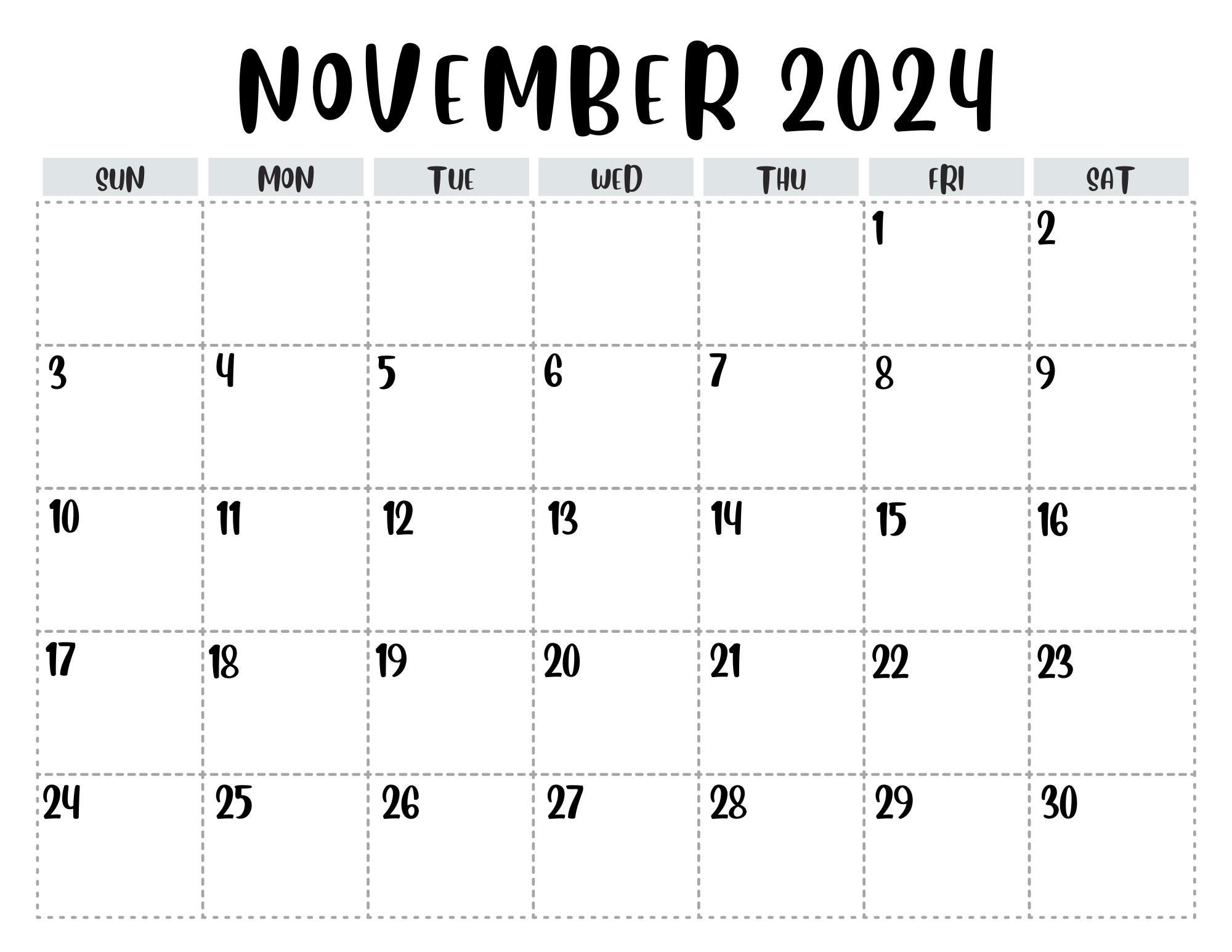 November 2024 Calendar, Printable Calendar, School Planning, Nov 2024 ...