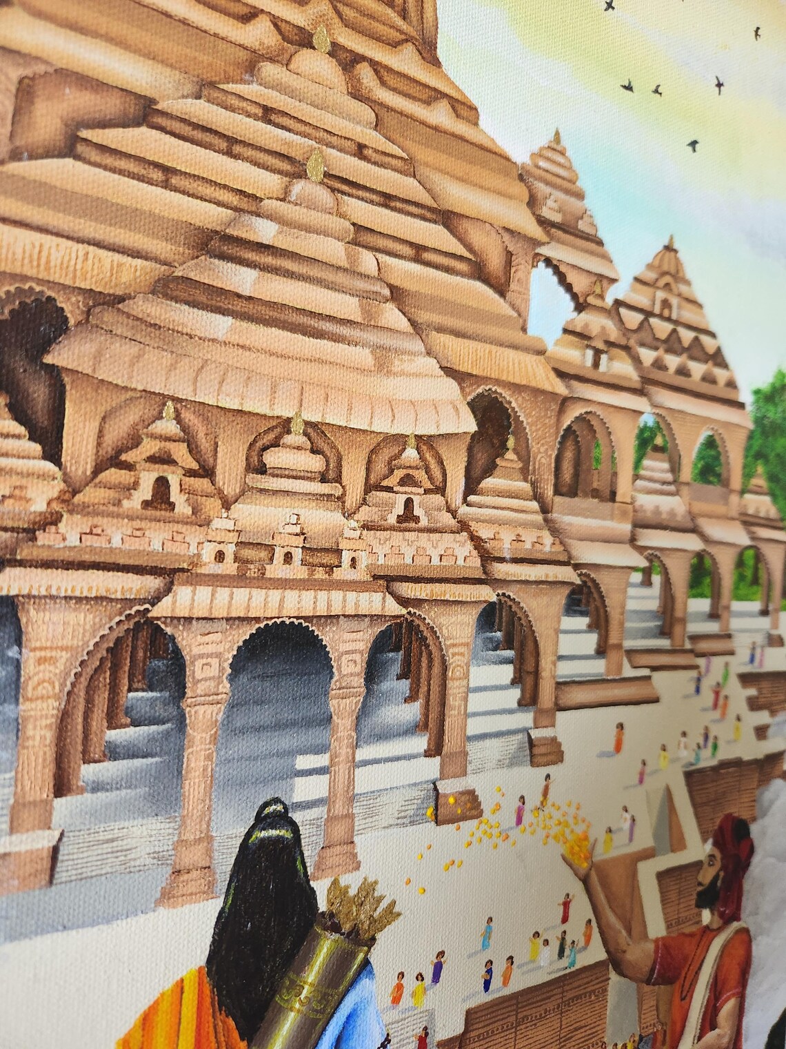 Ram Mandir Canvas Painting: Ayodhya Homecoming - Indian Devotional Art ...