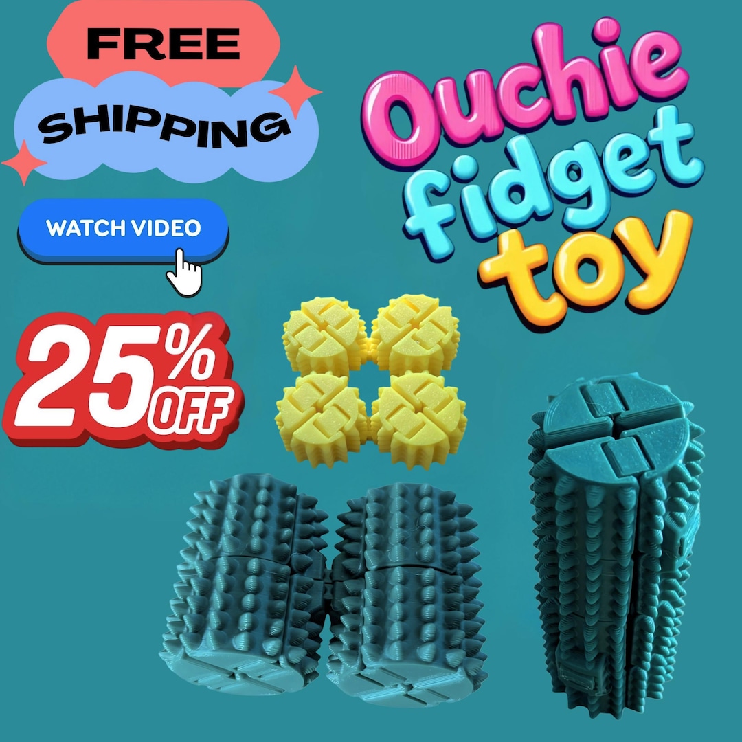 Ouchie Edition Spiky Fidget Toy, Textured Infinity Cube & Roller for ...