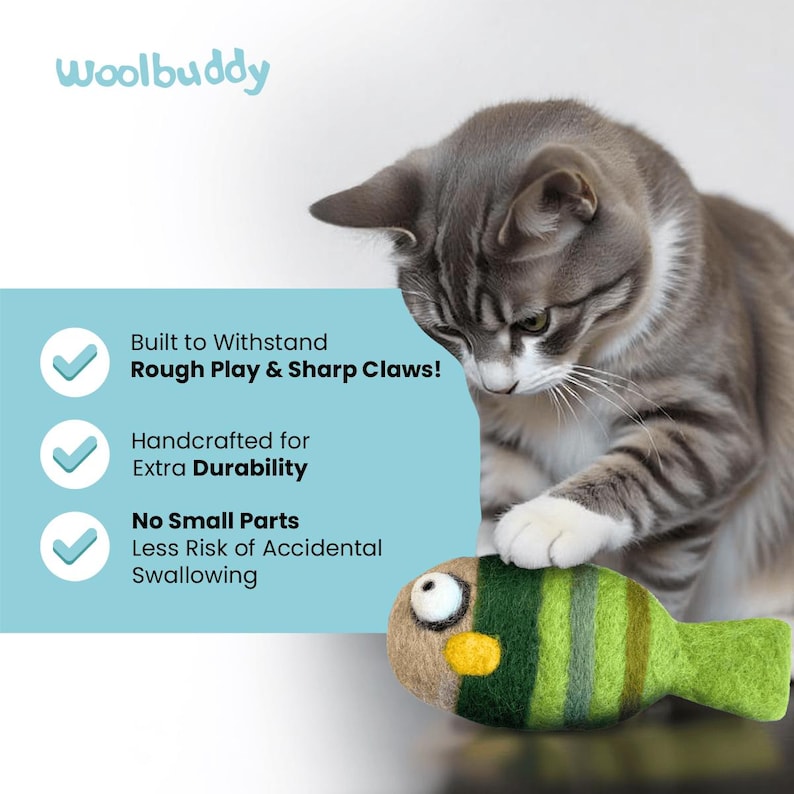 Handmade Felted Wool Fish Cat Toy Set, Natural Pet Toys - Etsy