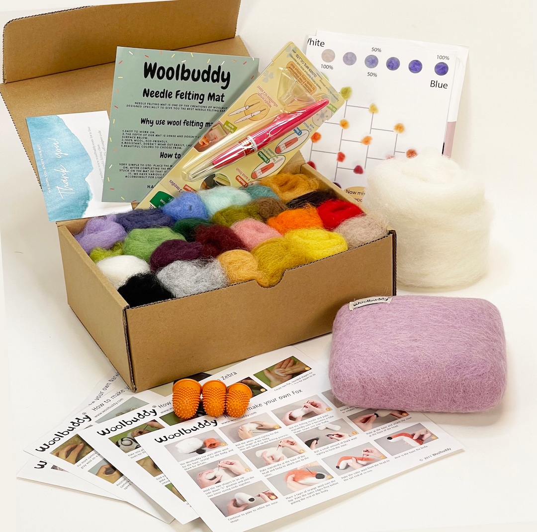 Needle Felting Bundle Kit, Wool Felting Kit, Needle Felting Beginners Box, Woolbuddy Needle ...
