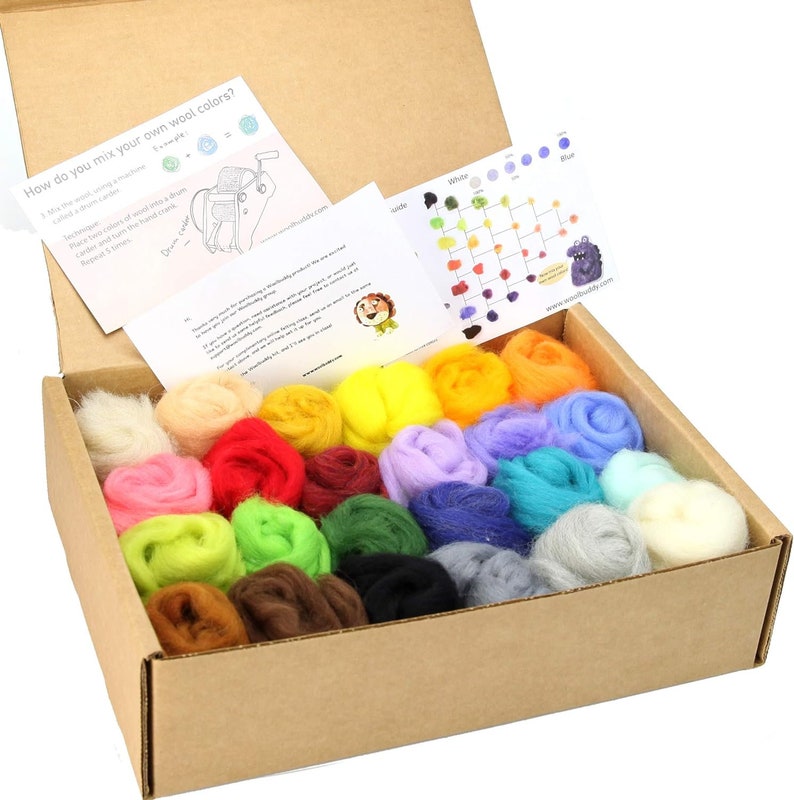 Kit de lana para fieltrar (24 colores), materiales para fieltrar con ...