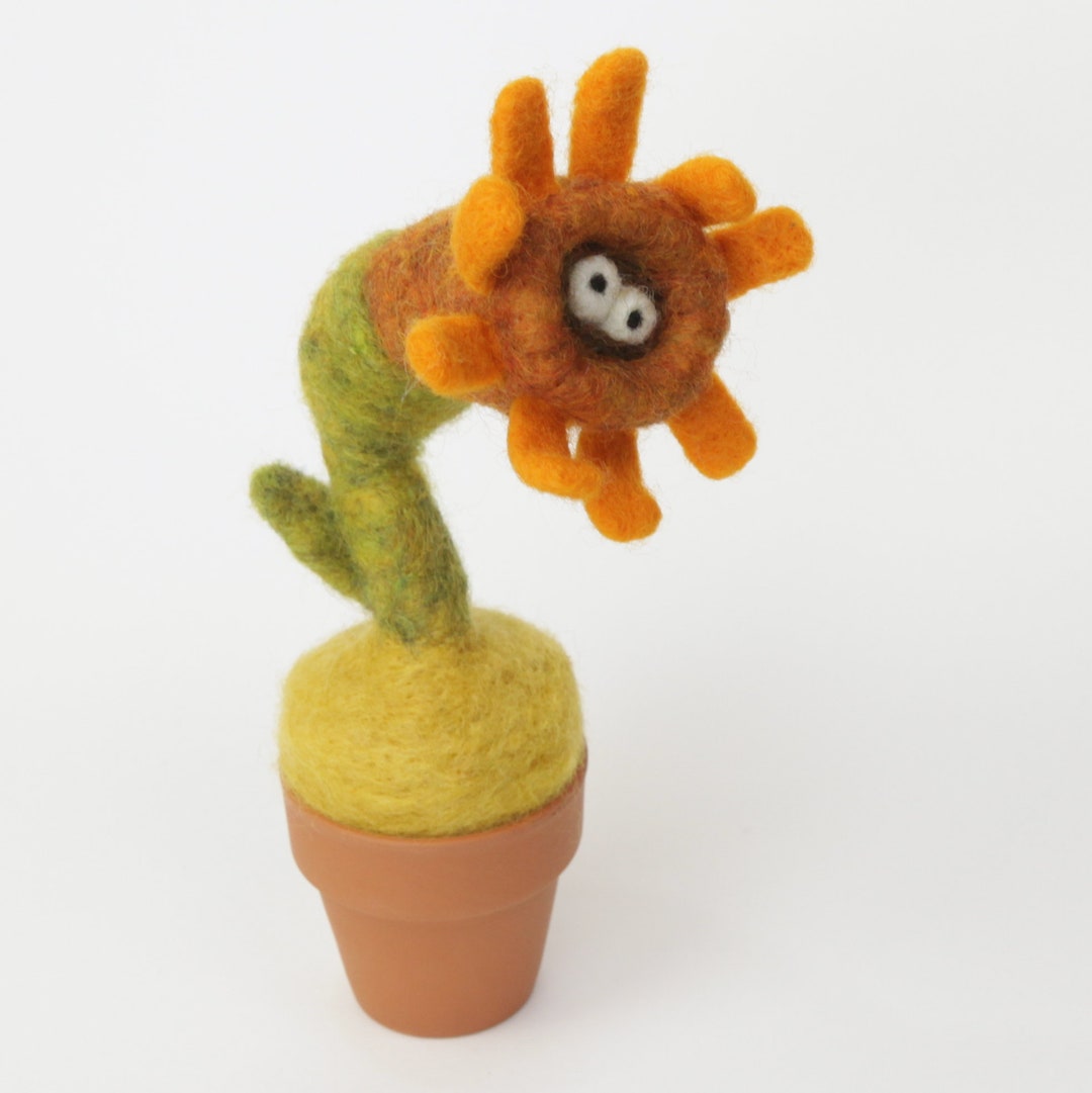 Sunflower Felt Plant, Spring Room Decor, Wool Needle Felted Plant ...