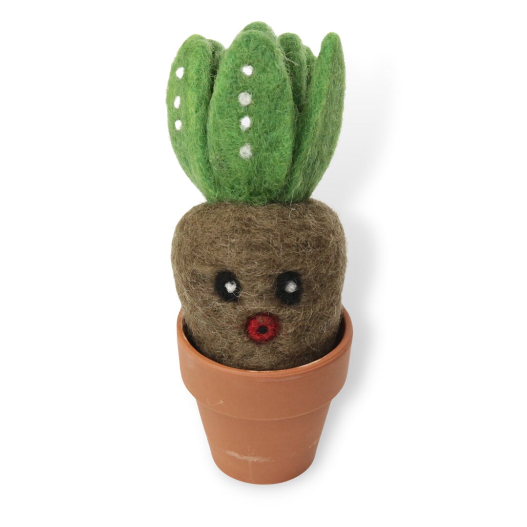Needle Felted Succulent in Pot, Sprout Monster Plant, Handmade Felted ...