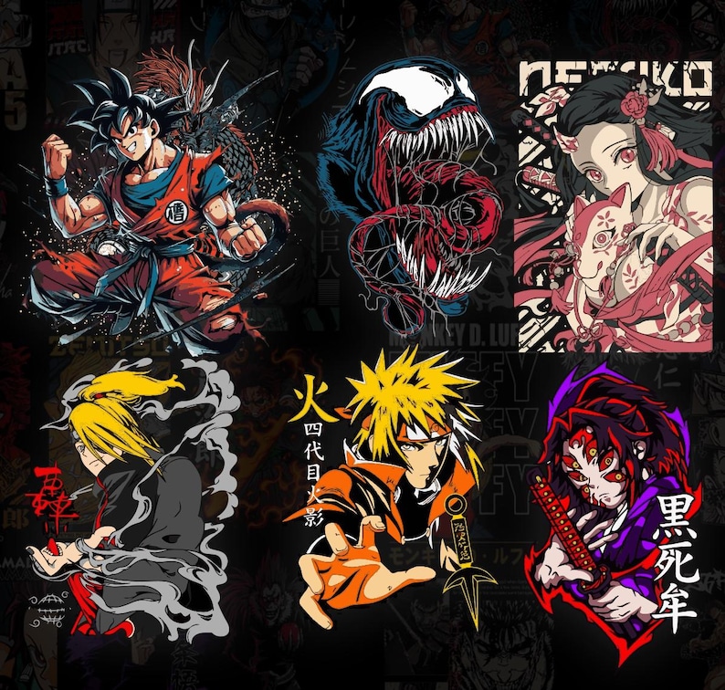 Anime Art Bundle: Pick Any 2 Digital PNG Designs for T-shirts, Wall Art ...