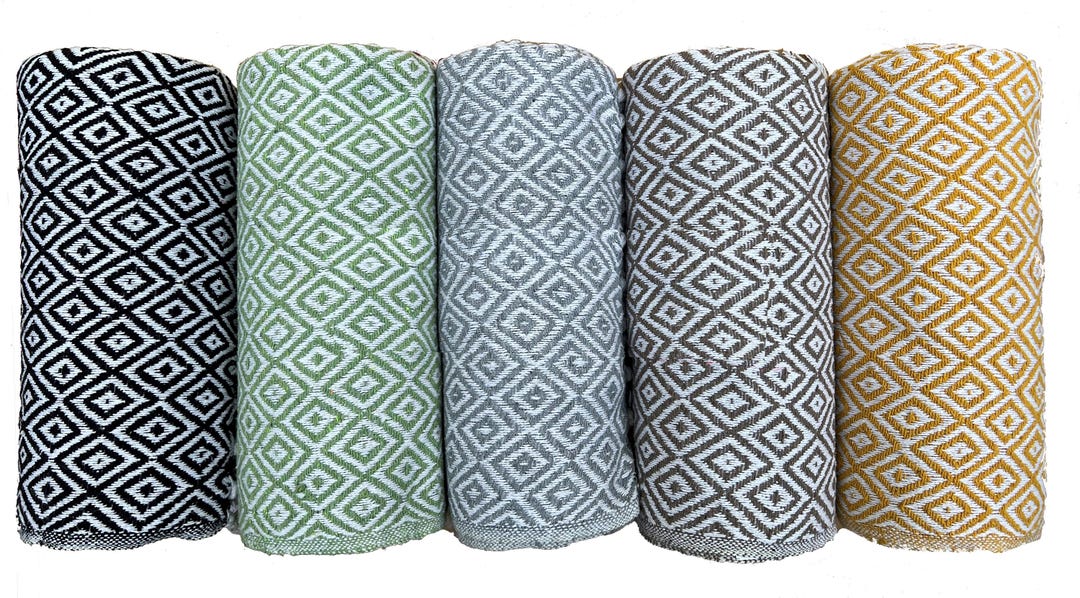 Cotton Diamond Design Throws With Fringes for Chair or Sofas - Elegant ...