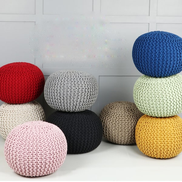 Red Pouf Foot Stool - Etsy UK
