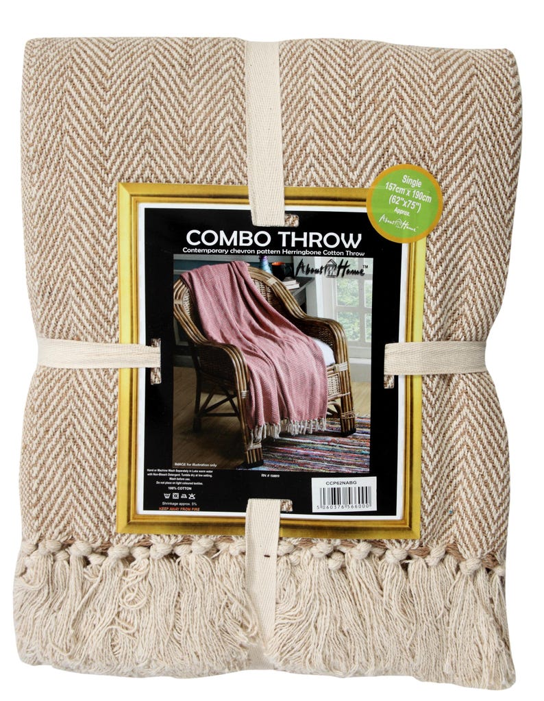 Herringbone Design 'COMBO' Premium Cotton Sofa Throws - Cotton Blankets ...