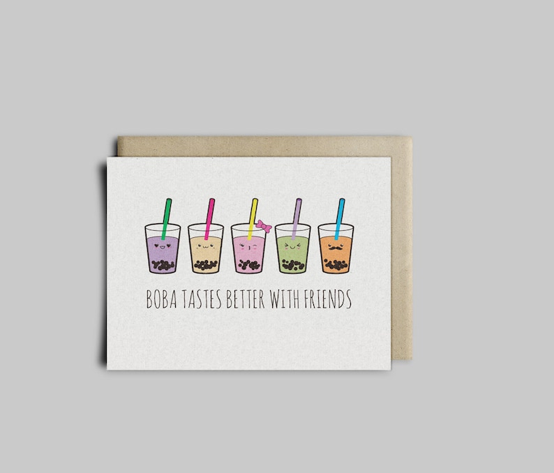Bubble Tea Boba Tea Greeting Card | Etsy Canada