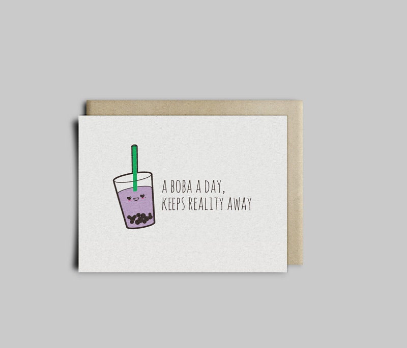 Bubble Tea Boba Tea Greeting Card | Etsy Australia