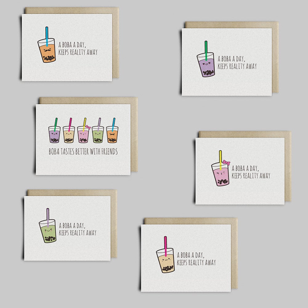 Bubble Tea Boba Tea Greeting Card - Etsy Canada