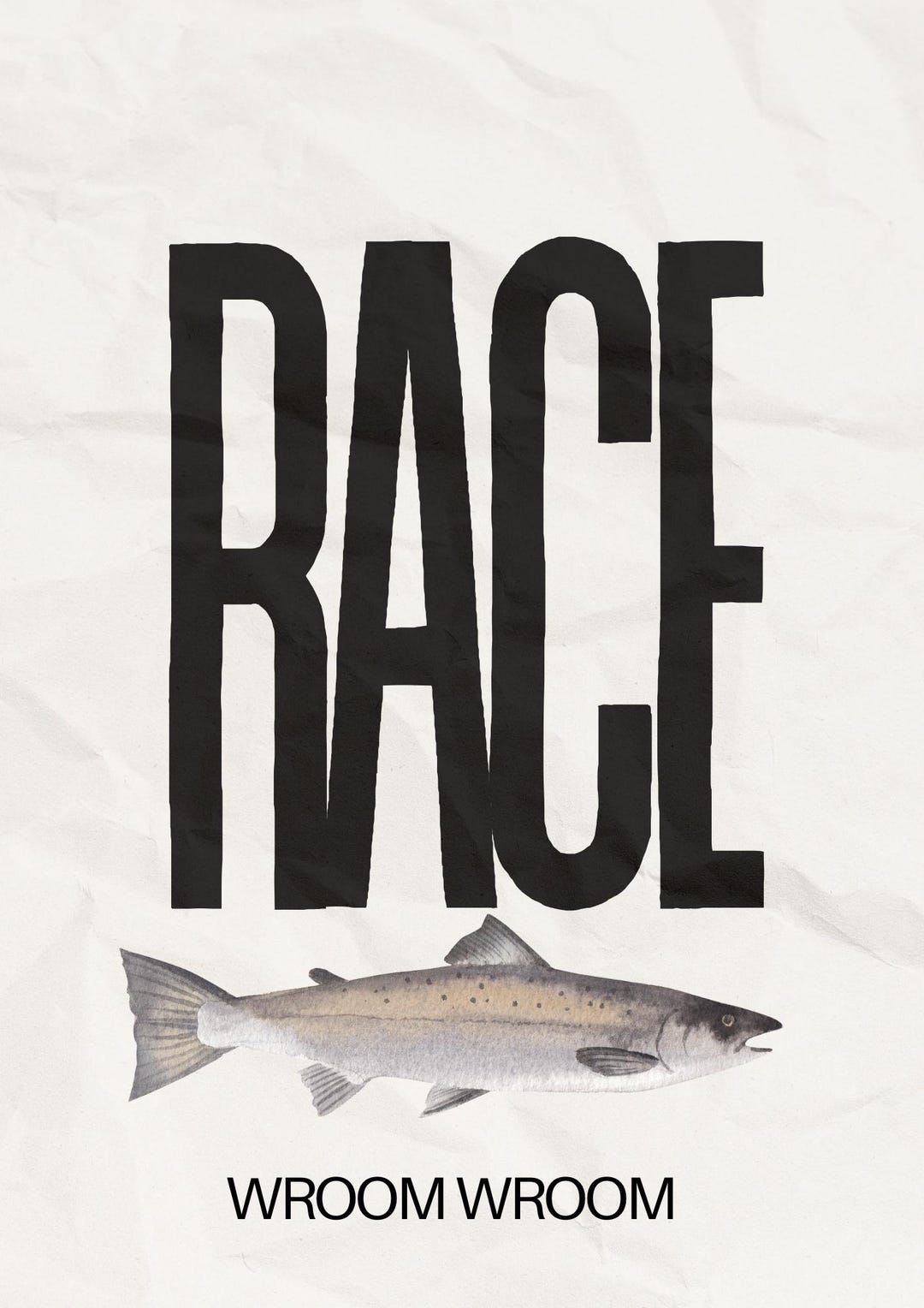 Wroom Wroom Make It Go Fast Fish Poster | Funny Car Wall Art | Quirky ...