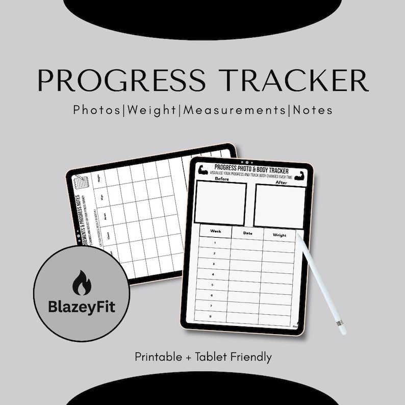 Progress Photo & Body Tracker, Weight Log, Measurement Chart and Before ...