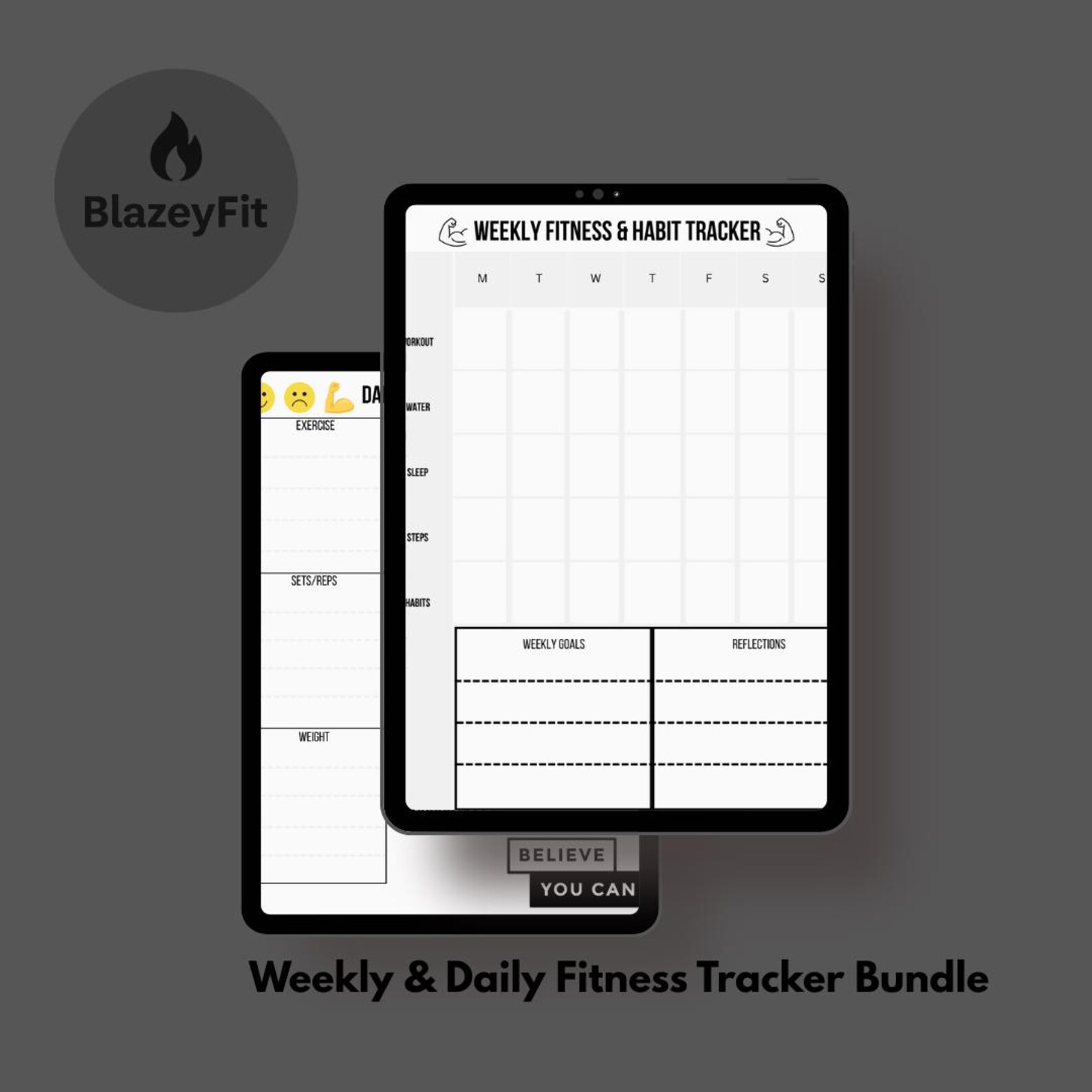 Printable Fitness & Habit Tracker | Weekly and Daily Workout Planner ...
