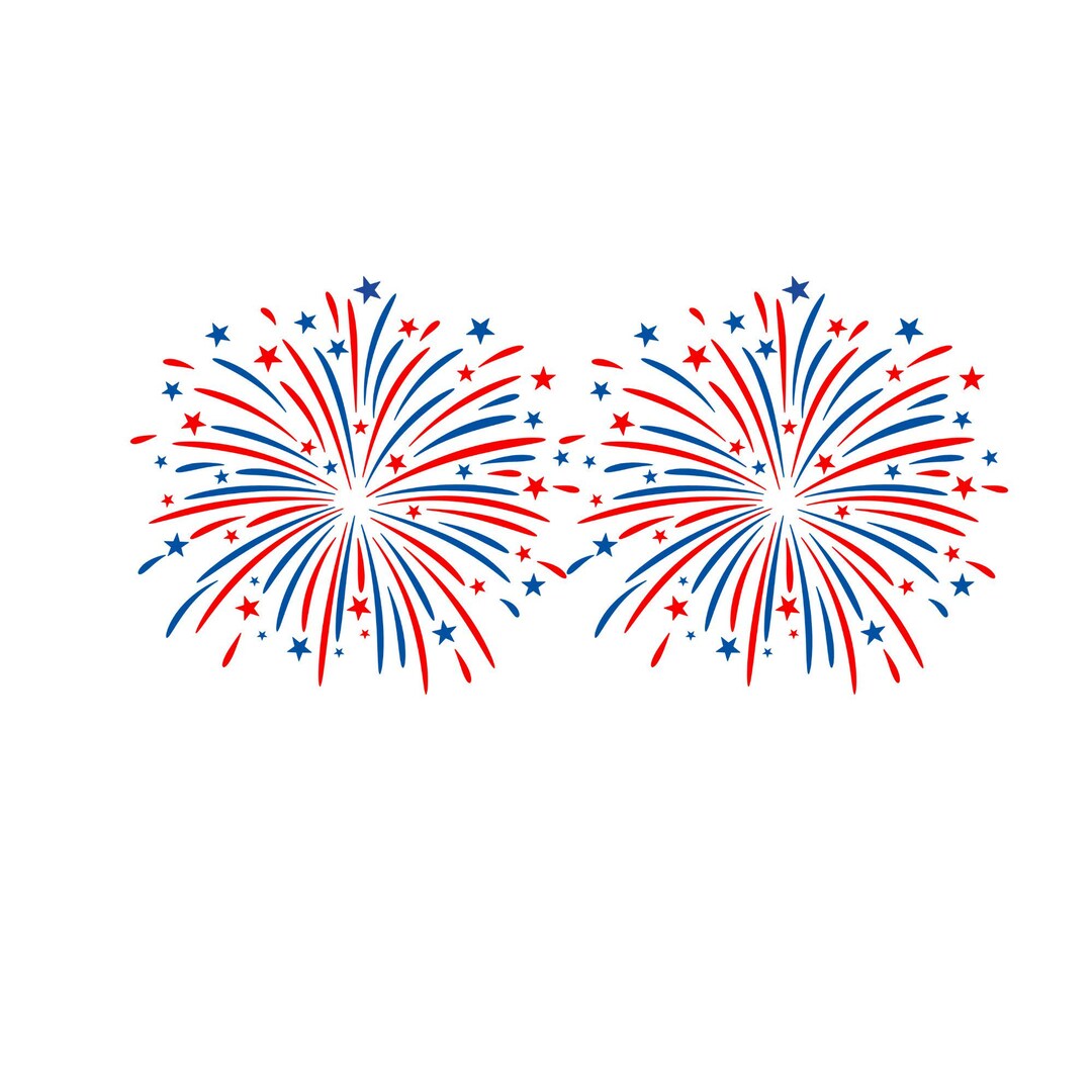 Patriotic Fireworks Clipart | 4th of July PNG | Red White Blue ...