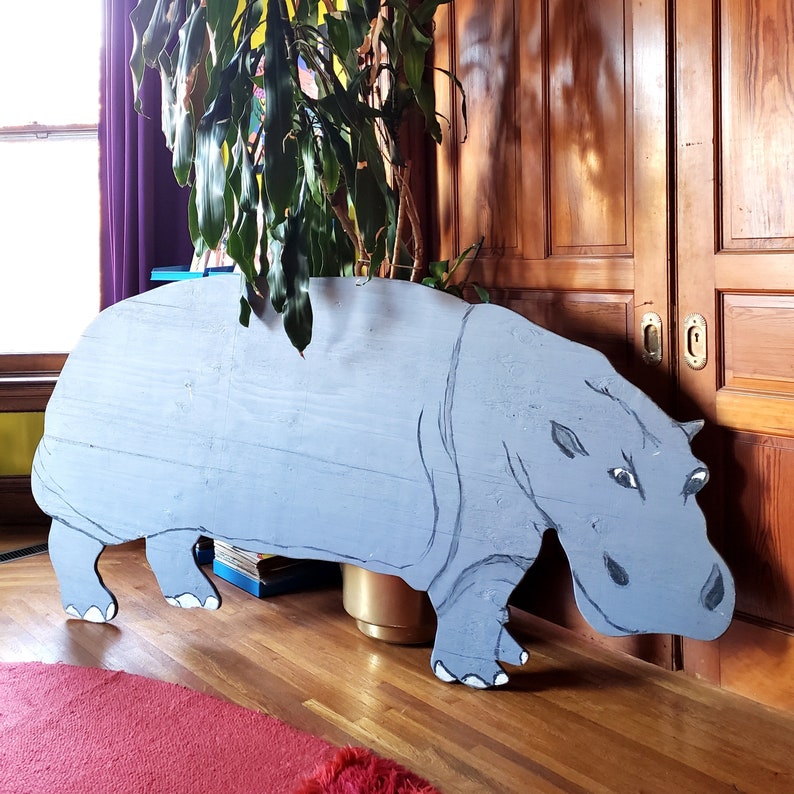 Hippo Zoo Animal Wood Art Cutout for Floor or Wall - Etsy