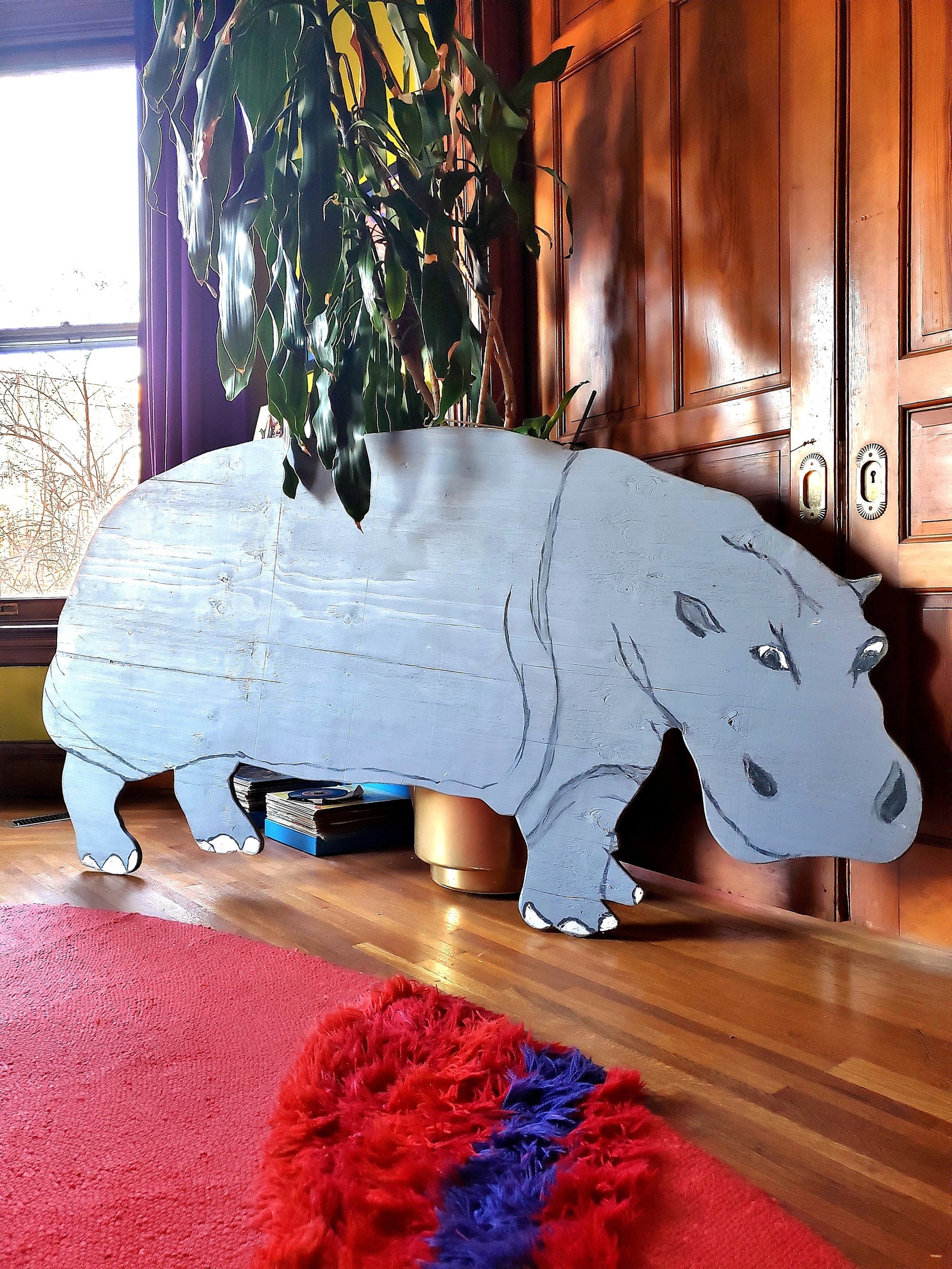 Hippo Zoo Animal Wood Art Cutout for Floor or Wall - Etsy