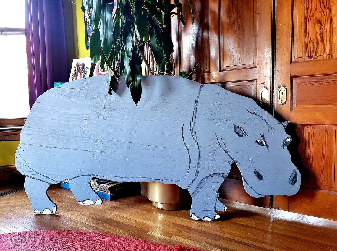 Hippo Zoo Animal Wood Art Cutout for Floor or Wall - Etsy