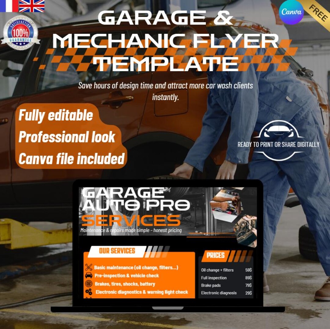Editable Mechanic Flyer Template – Professional Canva Design | Auto ...