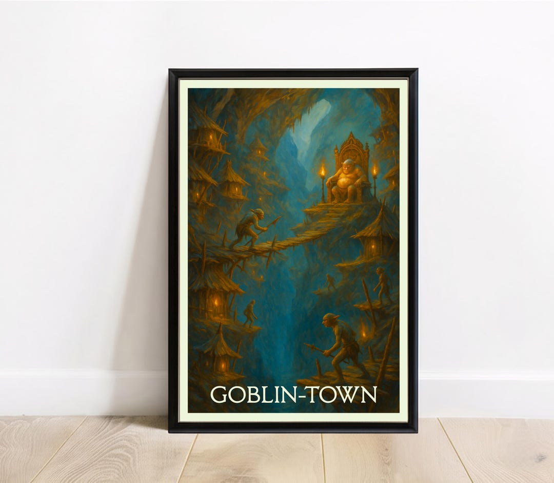 Travel Poster — Underground Goblin Caves Travel Poster Print Cave Wall ...