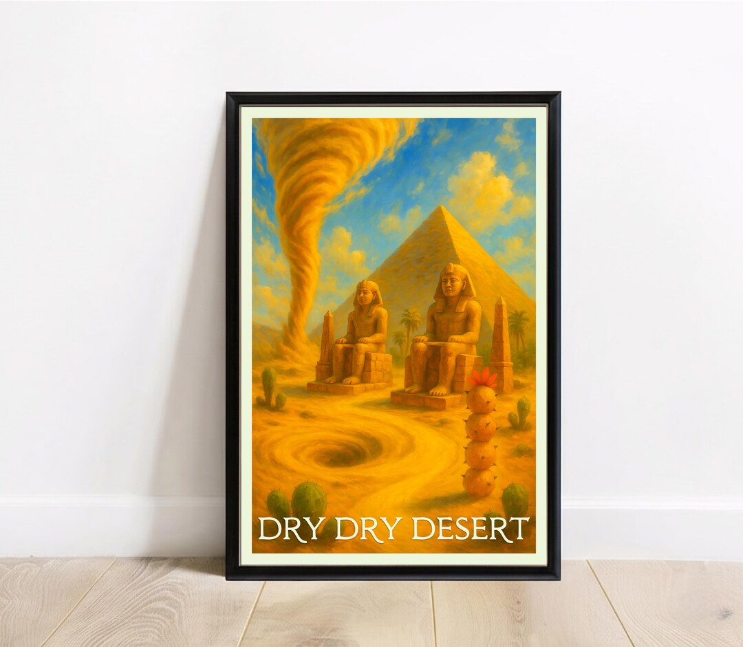 Travel Poster — Desert Dry Travel Poster Print Mario Egyptian Pyramid ...