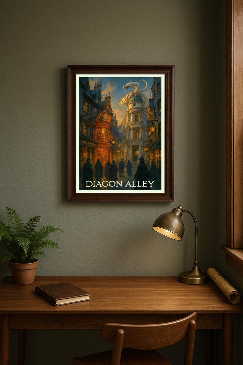 Travel Poster — Dark Alley Travel Poster Print Wizard Shopping Street ...