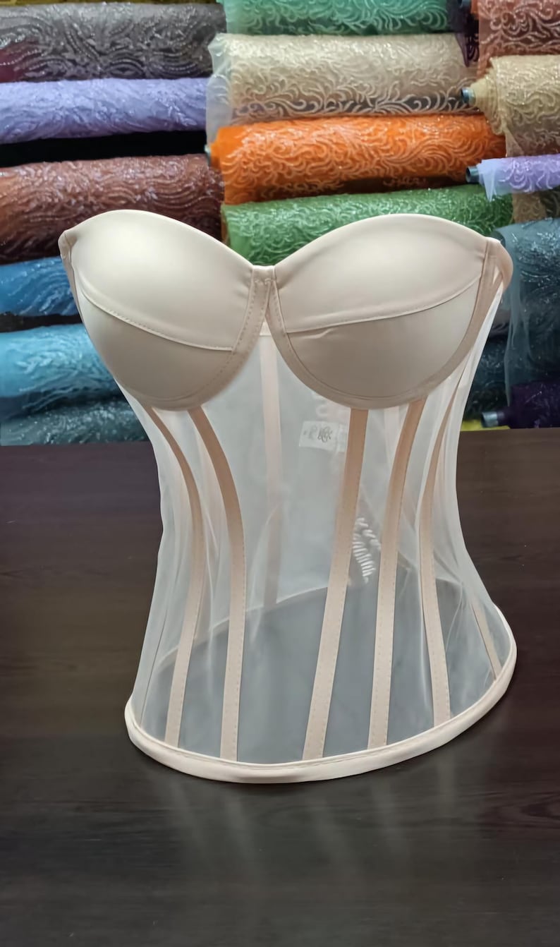 SWEETHEART Mesh Corset Top: Lace up Boned Bustier for Prom & Wedding - Etsy
