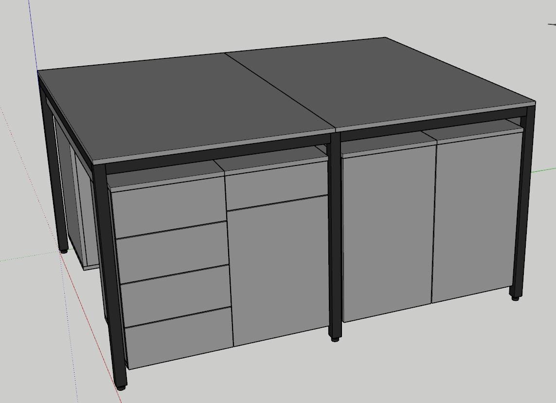 Metal Workbench With Cabinets – 1400/1800×920 Mm – Digital Plan, 3D ...