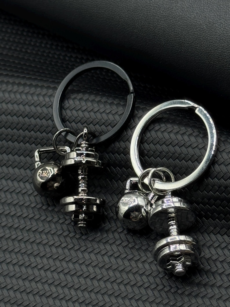 Gym Dumbbell & Kettlebell Keychain – Fitness Gift for Men, Workout Key ...