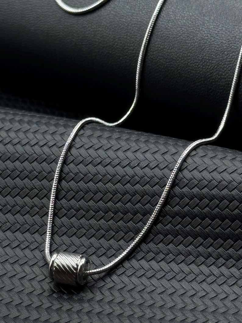 Stainless Steel Snake Chain Necklace - Minimalist Pendant - Etsy