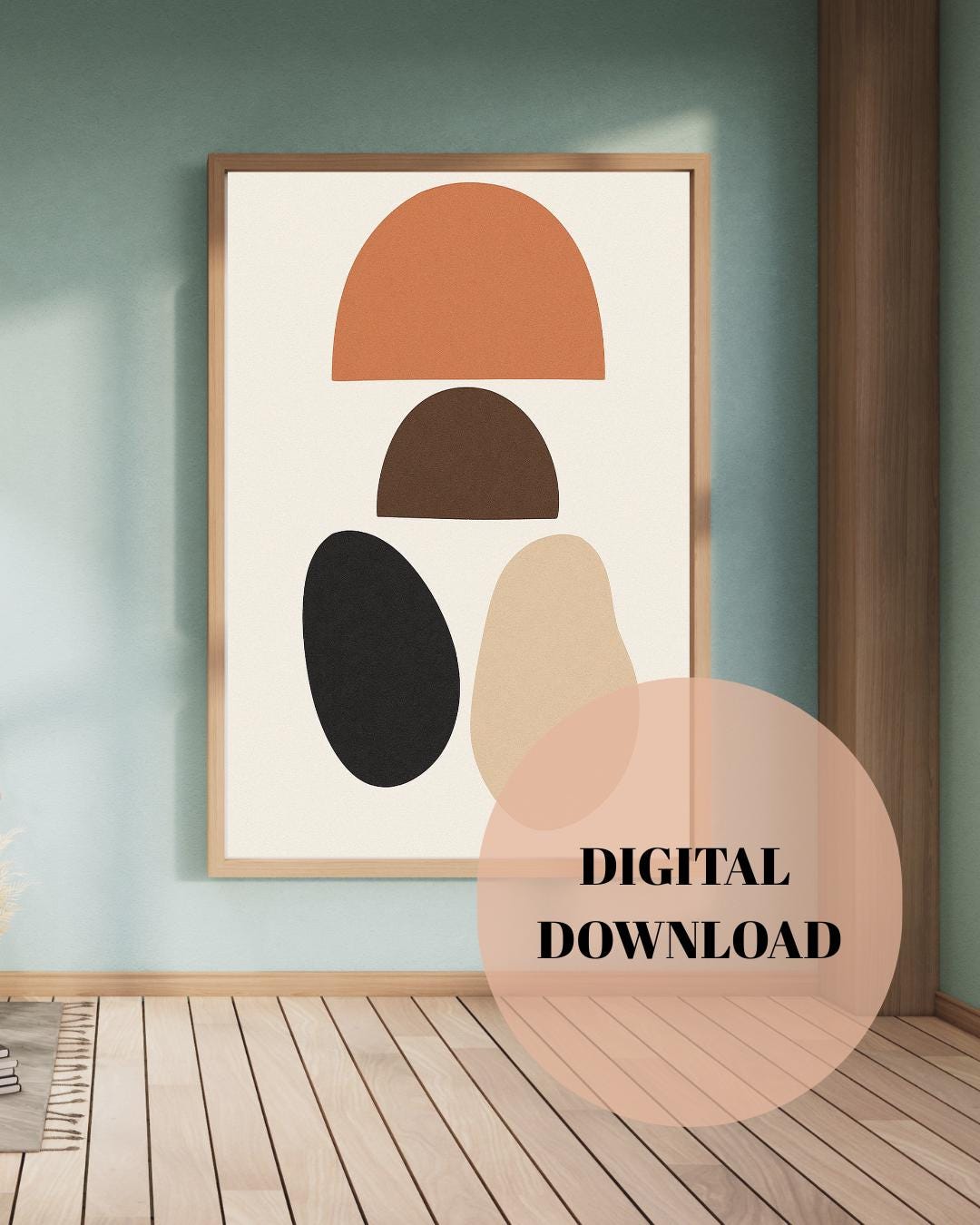 Minimal Soyut Dijital Tablo | Organik Şekiller | Modern A4 Poster ...