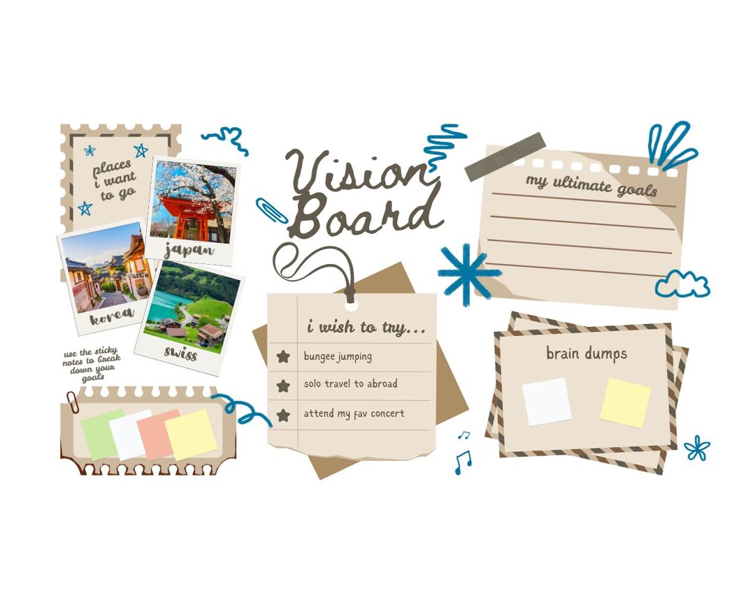 Boho Vision Board Templates | Printable Law of Attraction Planner (PDF ...