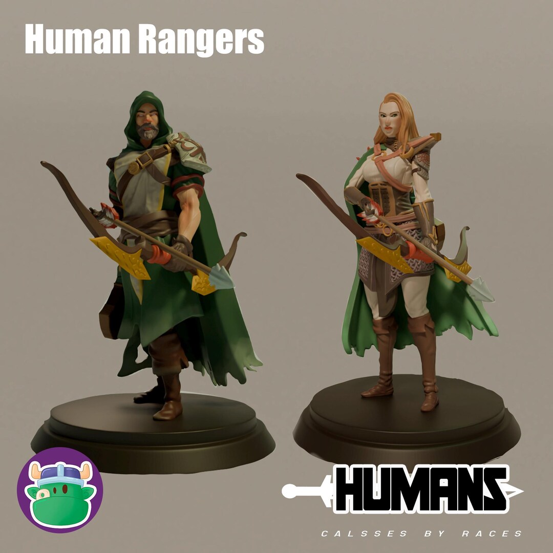 Human Ranger Set | 28mm & 32mm Scale Miniatures| Dnd, Pathfinder ...