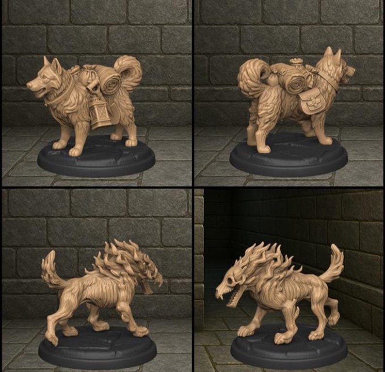 Dungeon Dogs Miniature Set: Canine Companions for Dnd and Ttrpgs - Etsy