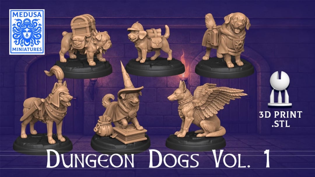 Dungeon Dogs Miniature Set: Canine Companions for Dnd and Ttrpgs - Etsy